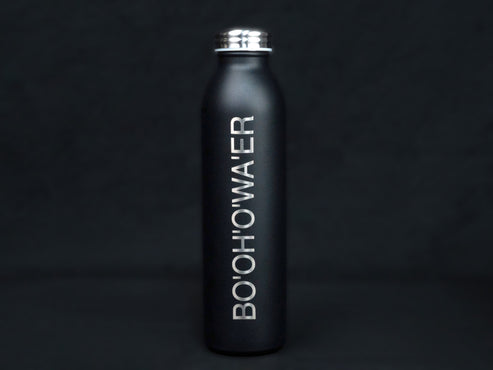 BO'OH'O'WA'ER: Black Reusable Stainless Steel Bottle – Chewkz Goodz